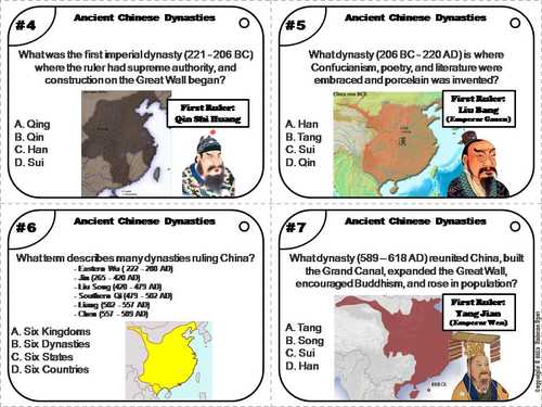Ancient Chinese Dynasties Task Cards | Teaching Resources