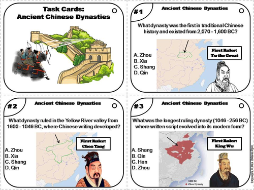 Ancient Chinese Dynasties Task Cards | Teaching Resources