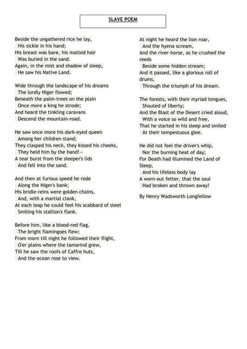 Slavery poetry | Teaching Resources