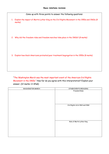 Race Relations USA 1945-70, 2/3 revision lessons - AQA 9147 History B ...