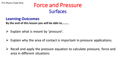 PRESSURE Physics Triple Science (Physics Only) AQA P11 New Syllabus ...