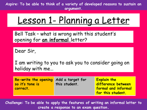 Writing Informal Letters for Transactional Writing | Teaching Resources