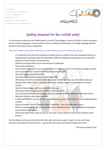 The Cocktail Party method description in Word and PDF | Teaching Resources