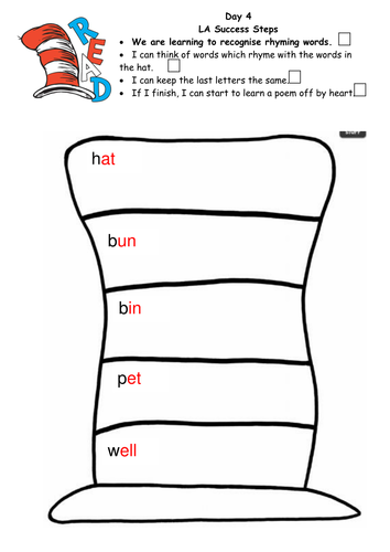 1 week poetry literacy planning on Dr Seuss and Cat in the Hat for year ...