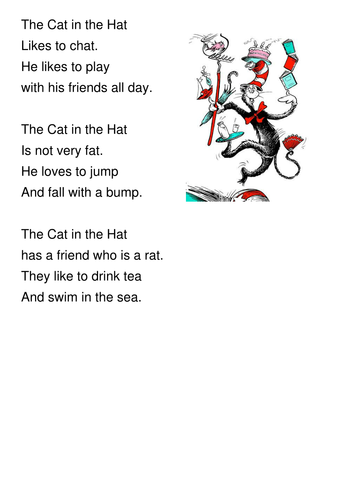 1 week poetry literacy planning on Dr Seuss and Cat in the Hat for year ...
