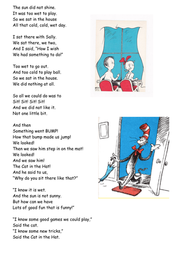 1 week poetry literacy planning on Dr Seuss and Cat in the Hat for year ...