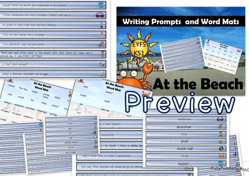 At the Beach Differentiated Writing Prompts and Seaside/Beach Word Mats ...