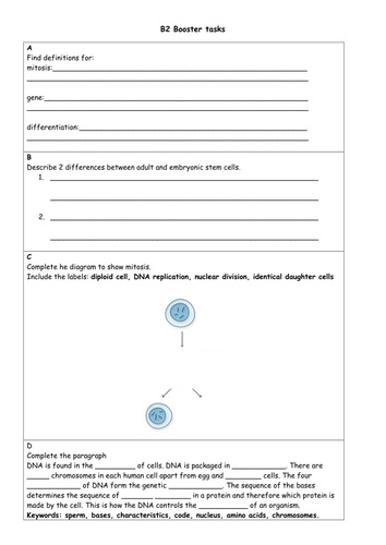 AQA GCSE B2.1 Cell Division | Teaching Resources