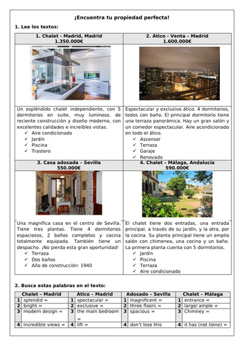 Spanish Mi casa / My house - Estate agent style reading GCSE KS3 ...