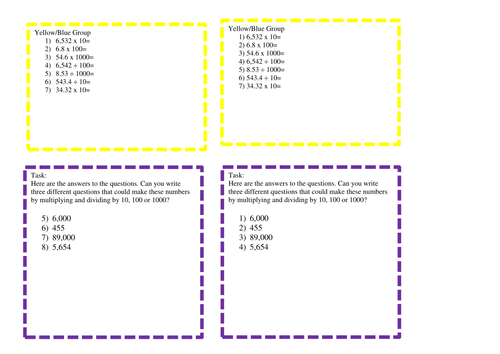 To multiply and divide by 10, 100, 1000 (including decimals) | Teaching ...