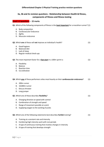 AQA GCSE PE: Whole of Chapter 3 Physical training - Question & answers ...