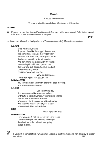 Exam-style questions for Macbeth - OCR new 9-1 GCSE English Literature ...