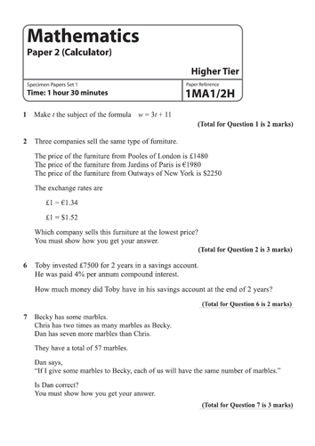 Save on Printing GCSE Maths Past Papers (Higher) 9-1 & A*-E | Teaching ...