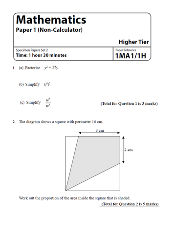 Save on Printing GCSE Maths Past Papers (Higher) 9-1 & A*-E | Teaching ...
