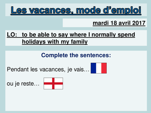 Les vacances, mode d'emploi (2 lessons) - Studio 1 Module 5 Unit 1 ...
