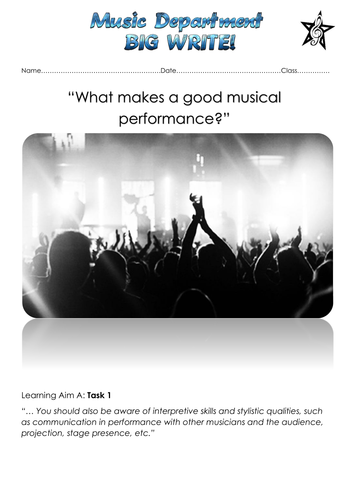 BTEC Music Unit 5: Introduction to Music Performance | Teaching Resources