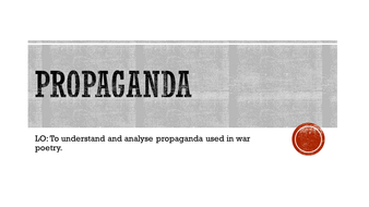 War Poetry Propaganda | Teaching Resources