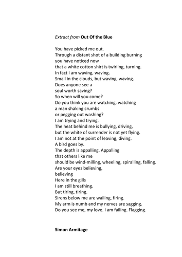 War poetry - Out of the blue | Teaching Resources