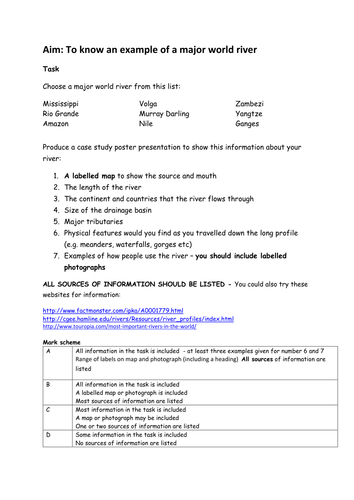 World river lesson activities | Teaching Resources