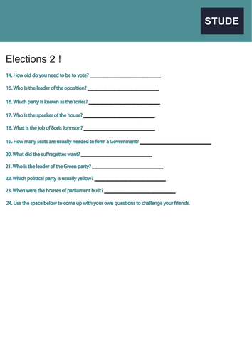 General Election 2017 and Government Webquest | Teaching Resources