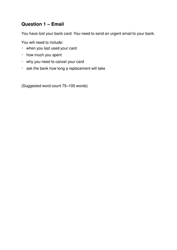 Entry Level 3 Lost Bank Card Writing Exercise | Teaching Resources