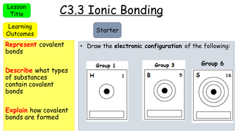 AQA GCSE C3.3 Ionic Bonding | Teaching Resources