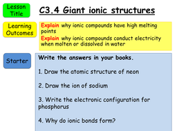 AQA GCSE C3.4 Giant Ionic Structures | Teaching Resources