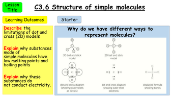 AQA GCSE C3.6 Structure of Simple Molecules | Teaching Resources