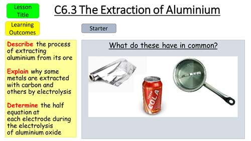 AQA GCSE C6.3 The Extraction of Aluminium | Teaching Resources