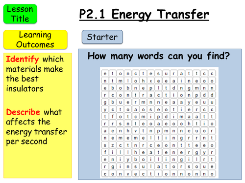 AQA GCSE P2.1 Energy Transfer by Conduction | Teaching Resources
