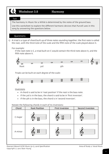 Worksheet Pack for Pearson Edexcel GCSE Music (2016 Specification ...