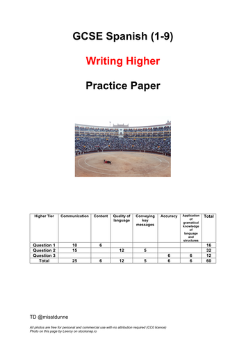 GCSE Spanish Practice Writing Papers 9-1 Higher and Foundation AQA ...