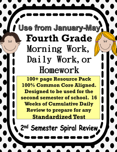 4th Grade Morning Work Spiral Review: Reading, ELA, and Math 2nd ...
