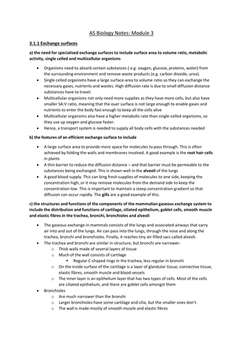 A level OCR Biology - Module 3 revision notes | Teaching Resources
