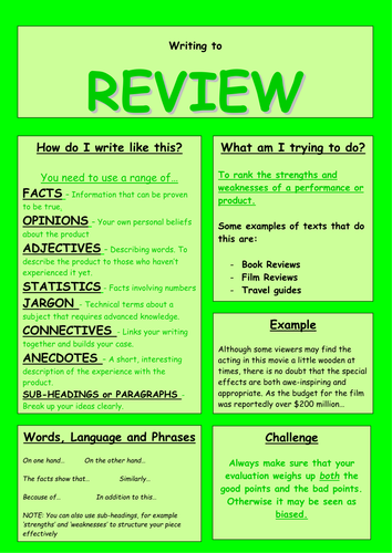 Writing Reviews! | Teaching Resources