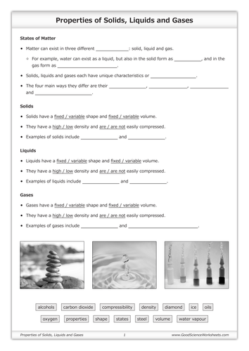Properties Of Gases Worksheet