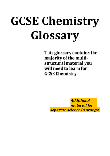 The Complete GCSE Chemistry glossary bundle | Teaching Resources