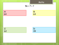 Multiple choice answer card with example (Y3 maths) hinge point ...