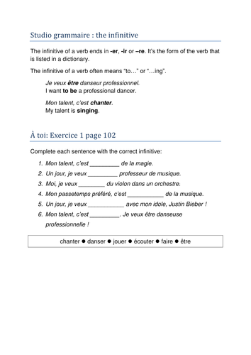 La France a du talent - Studio 2 Vert Module 5 Unit 1 | Teaching Resources