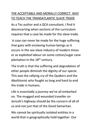 Teaching of the Transatlantic Slave Trade | Teaching Resources