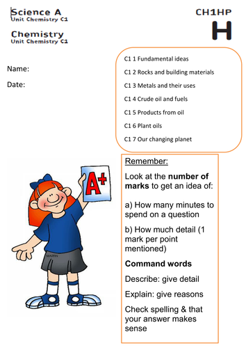 Unit 1 AQA chemistry revision | Teaching Resources
