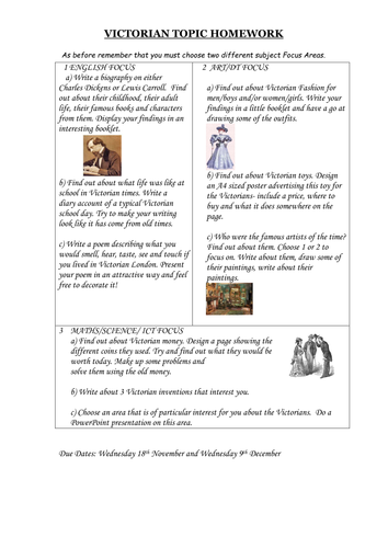 Year 4 Victorians topic web and creative topic homework grid | Teaching ... Year 4 Victorians topic web and creative topic homework grid | Teaching ...