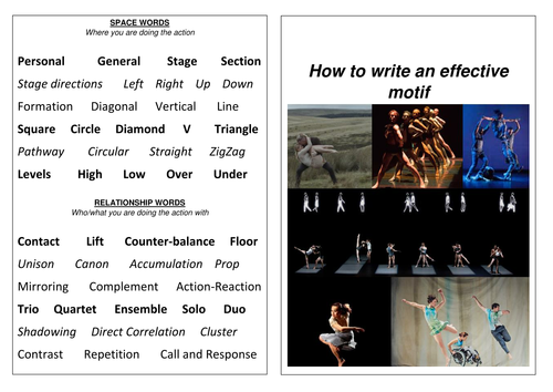 A Linha Curva Motif Writing - Liris and Robson (GCSE Dance Anthology) | Teaching Resources