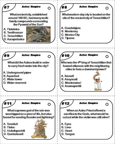 Aztec Empire Task Cards | Teaching Resources