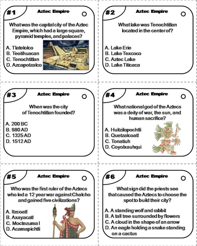 Aztec Empire Task Cards | Teaching Resources
