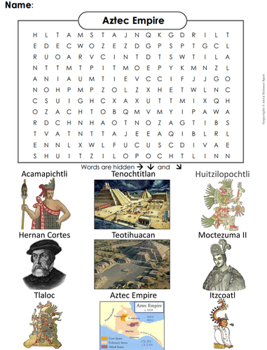 Aztec Empire Word Search | Teaching Resources
