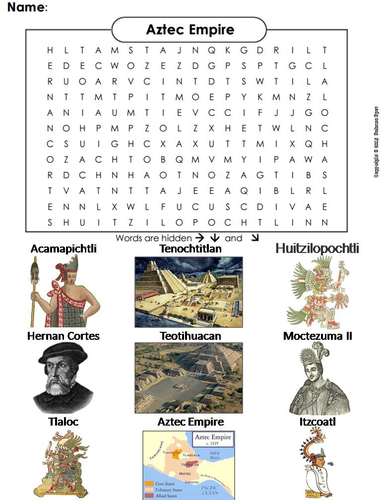 Aztec Empire Word Search | Teaching Resources