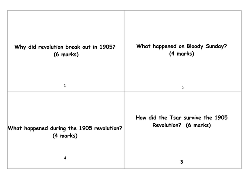 OCR Depth study Russian Revision cards | Teaching Resources OCR Depth study Russian Revision cards | Teaching Resources