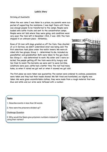 The Holocaust: A Personal Story. Lydia | Teaching Resources