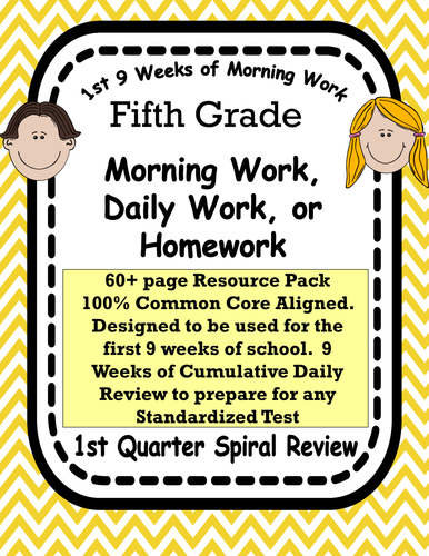 5th grade Daily Morning Work or Homework Spiral Review- ELA and Math ...